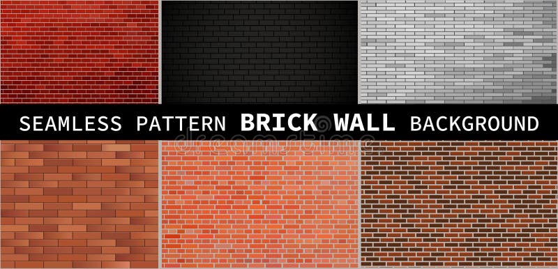 Set of Brick Walls of Different Colors. Seamless Pattern. Realistic ...