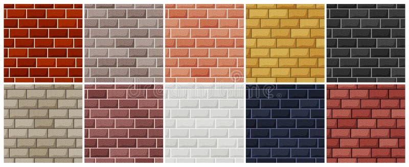 Set of Brick Walls of Different Colors Stock Vector - Illustration of ...