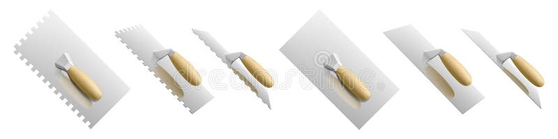 Set of Bricklayer and Stucco Trowels Isolated on White. Four-sided ...