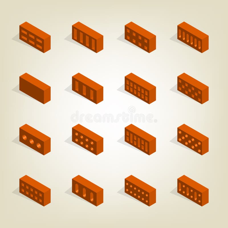 Set of 3d Bricks in Isometric, Vector Illustration. Stock Vector ...