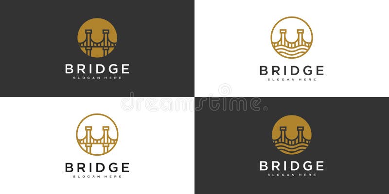 Set of Bridge Architecture and Constructions Logo Design Stock Vector ...
