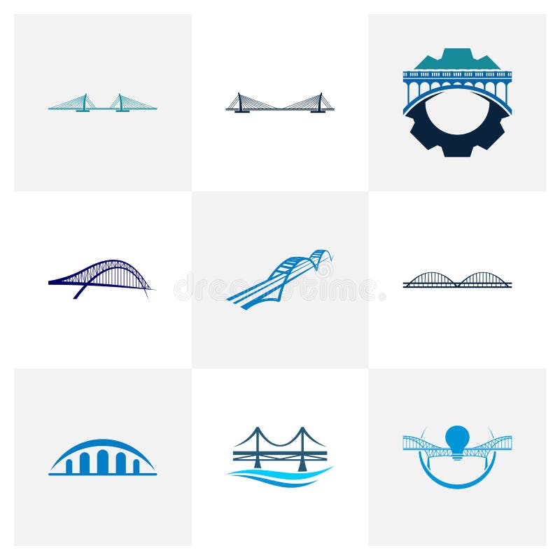 Set of Bridge Logo Design Vector Illustration, Creative Bridge Logo ...