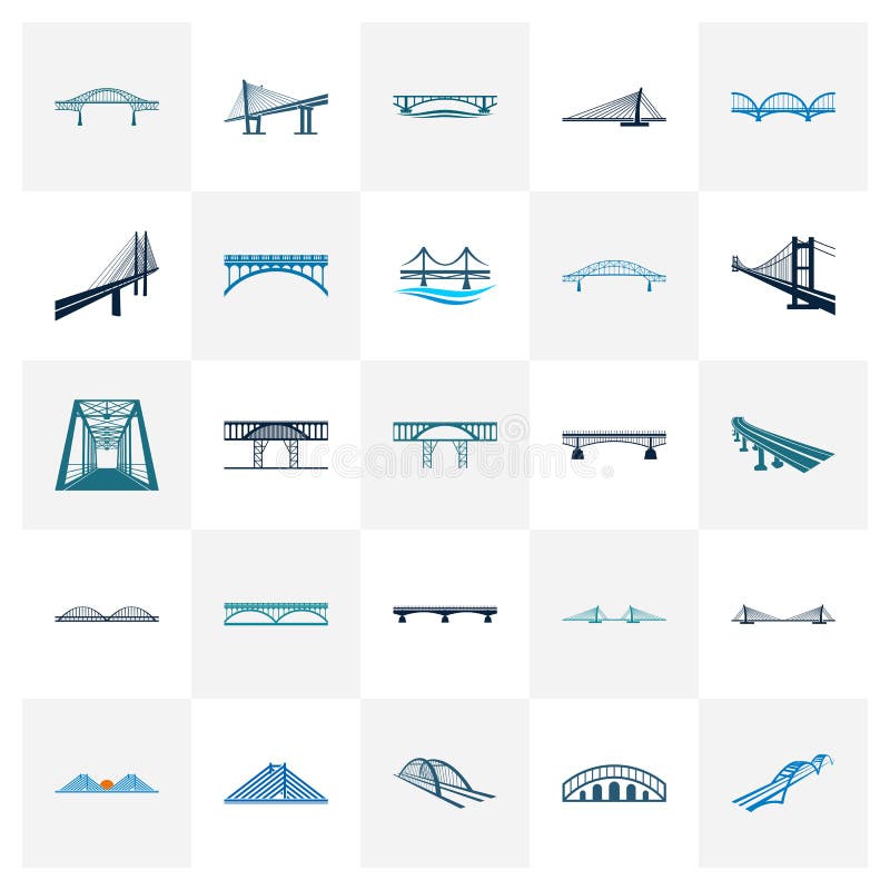 Set of Bridge Logo Design Vector Illustration, Creative Bridge Logo ...