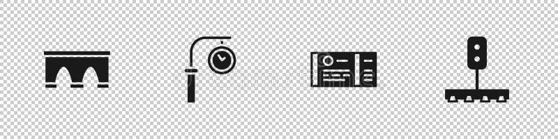 Set Bridge for Train, Train Station Clock, Ticket and Traffic Light ...