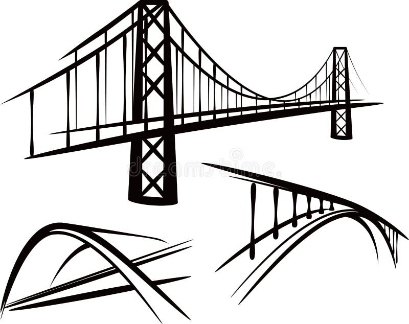 Cable-stayed Suspension Bridge Stock Vector - Illustration of isolated ...
