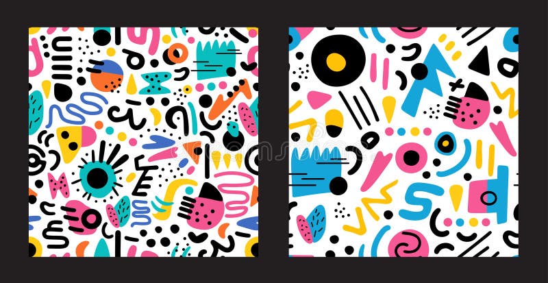 Set of Bright Abstract Modern Seamless Patterns Stock Illustration ...