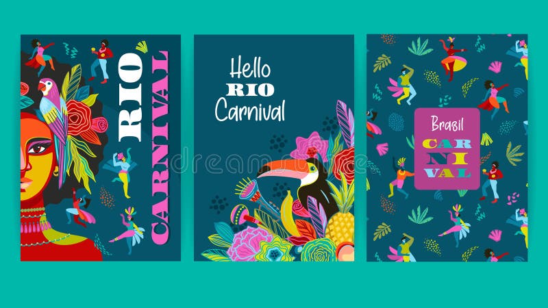 Set of Bright Abstract Templates. Brazil Carnival Stock Vector ...