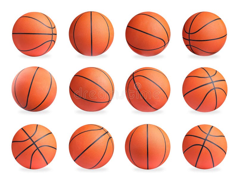 Set with Bright Basketball Balls on White Background. Banner Design ...
