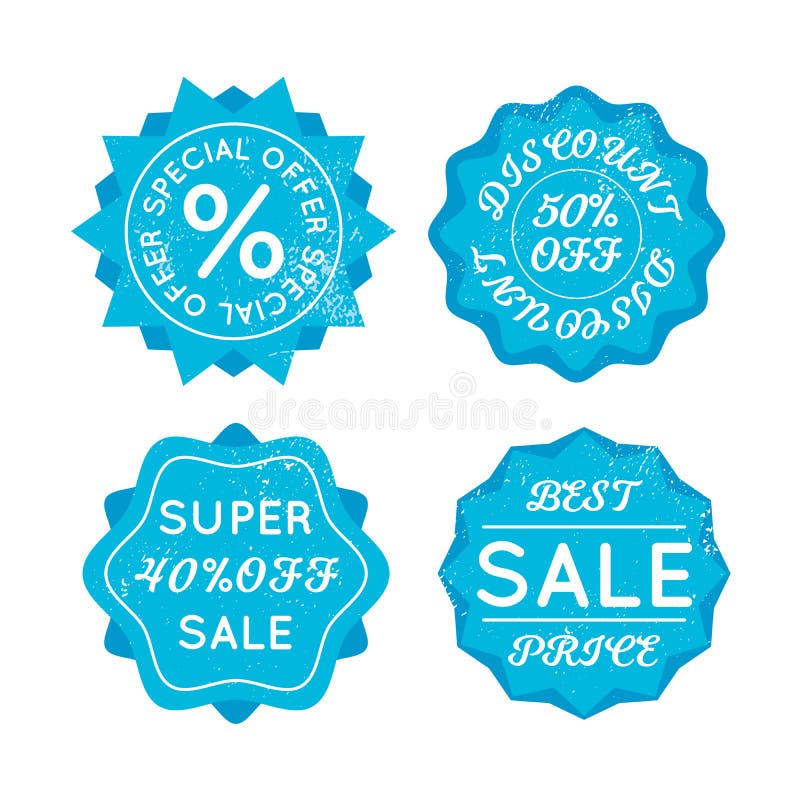 Set of Bright Blue Sale Retro Badges on White Stock Vector ...