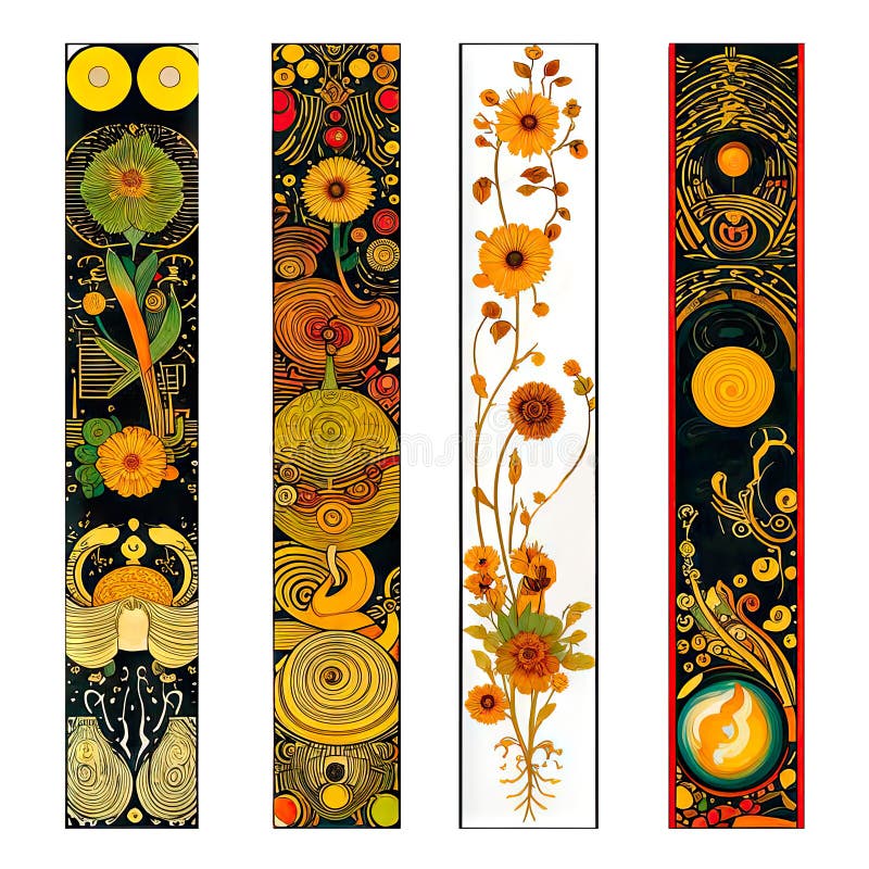 A Set of Bright Bookmarking Designs with Abstract Geometric Patterns on ...