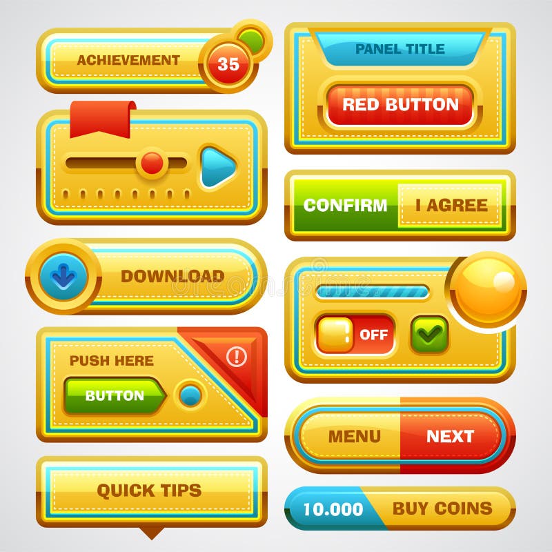 Set of bright buttons stock vector. Illustration of design - 115687838