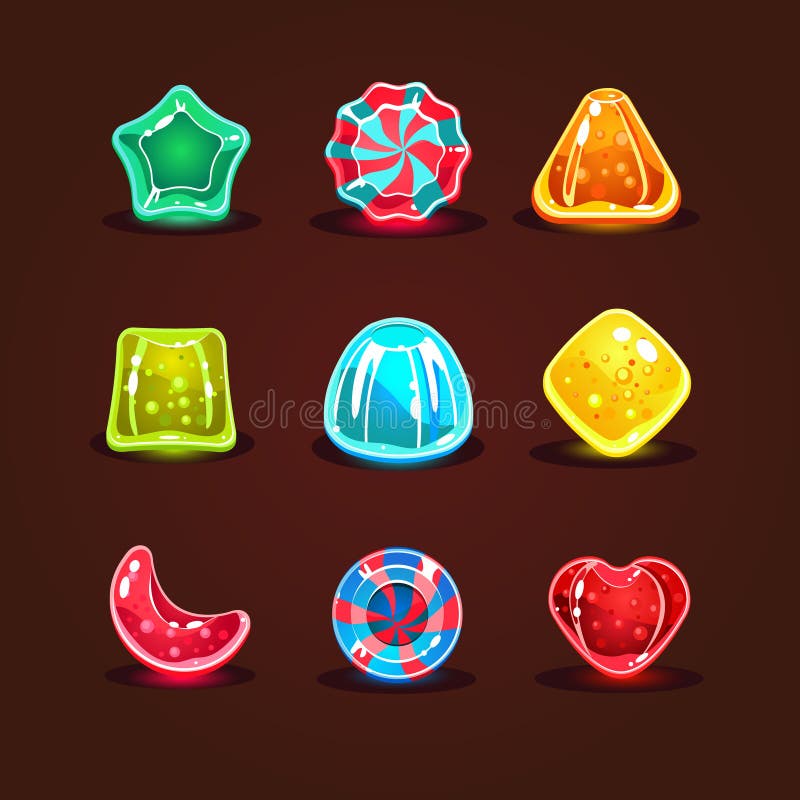 Set of Bright Cartoon Candies Stock Illustration - Illustration of ...