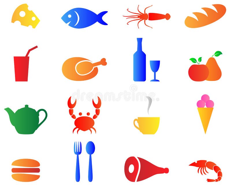 Color food icons stock vector. Illustration of button - 31359079