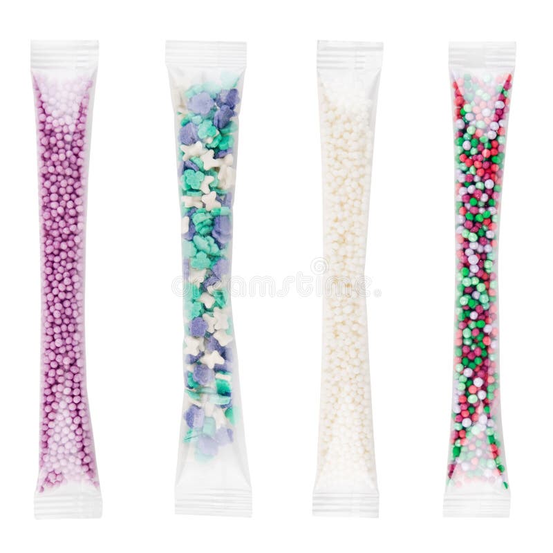 Set of Bright Colored Baking Sprinkles in Transparent Packaging ...