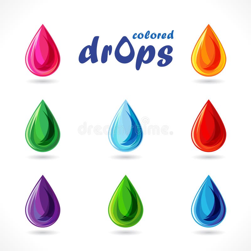 Set of Bright Colored Drops. Stock Vector - Illustration of shape, blue ...