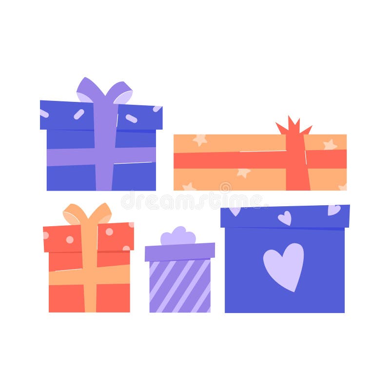 Set of Bright Colored Gift Boxes. Stock Vector - Illustration of ...