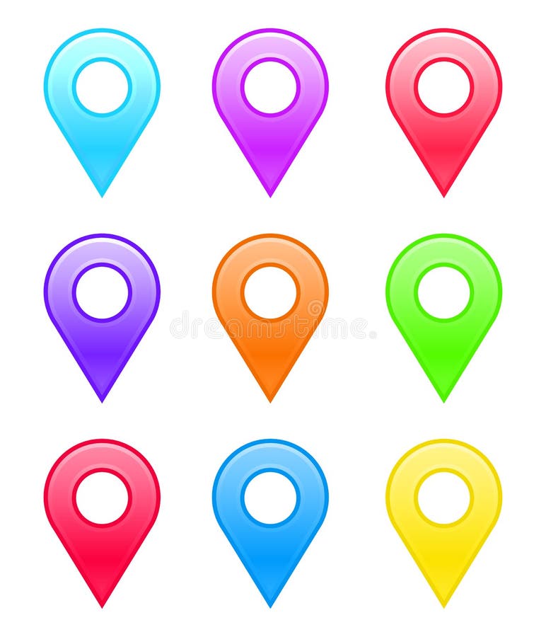 Set of Bright Colored Map Pointers, Map Design Elements Marker. Stock ...