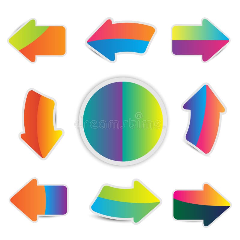 Set of Bright Colored Paper Arrows with Shiny Stickers Stock ...