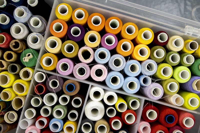 Set of Bright Colored Threads, Top View, Copy Space Stock Image - Image ...