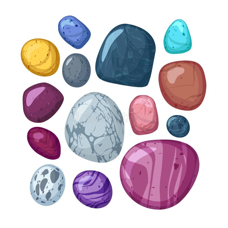 Set of Bright Colorful Pebbles Flat Style, Vector Illustration Stock ...