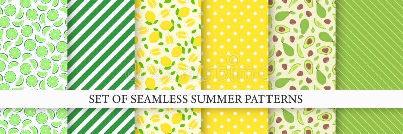 Set of Bright Colorful Seamless Patterns. Summer Endless Prints Stock ...