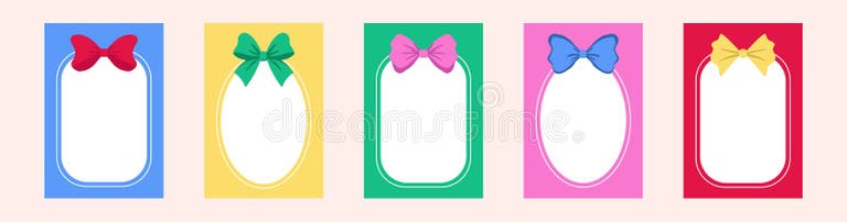 Set of Bright Frames with Bows and Space for Text, for Decorating ...