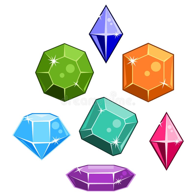 Cartoon gems icons set. stock vector. Illustration of game - 84983351