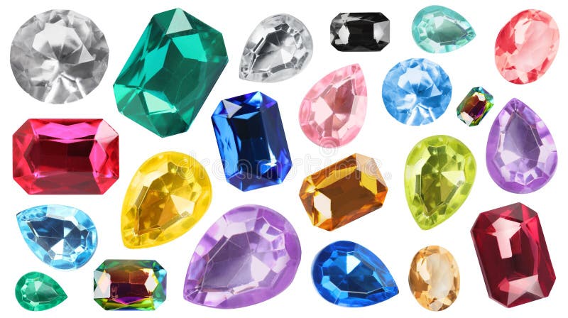 Set of Bright Gemstones Isolated. Banner Design Stock Photo - Image of ...