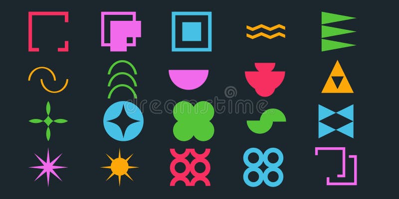 Set Bright Geometric Shapes Contemporary Modern Trendy Elements Basic ...