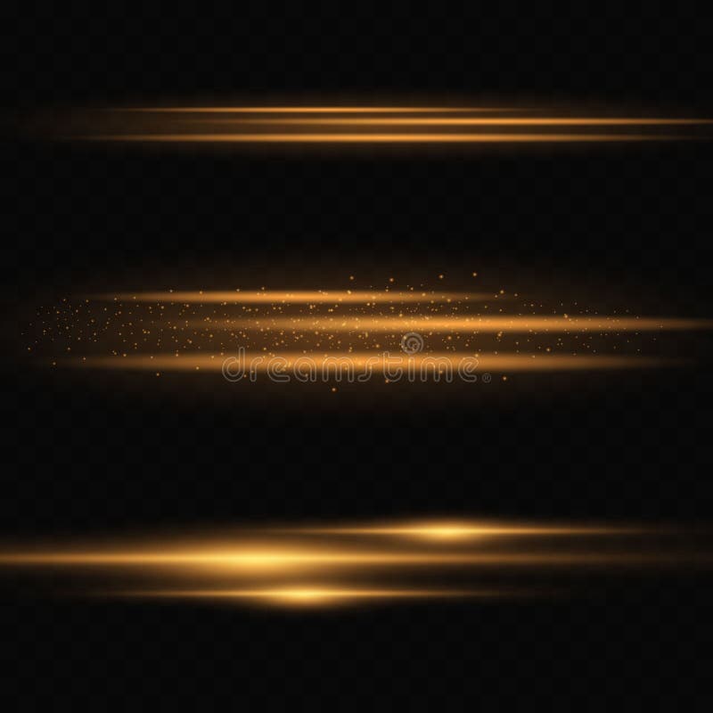 Set of Flashes of Light, Lights and Sparks. Abstract Golden Lights ...