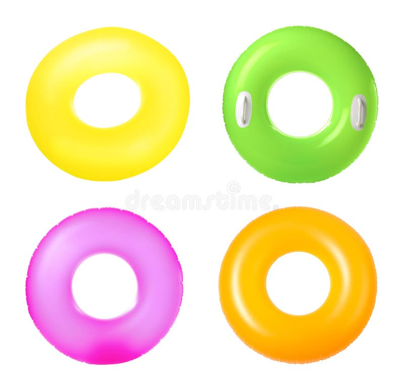Set of Bright Inflatable Rings on White Stock Photo - Image of object ...