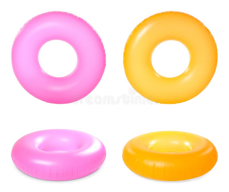 Set of Bright Inflatable Rings on White Stock Photo - Image of rest ...