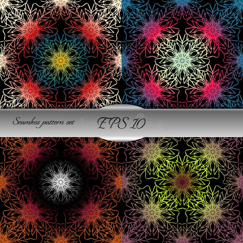 Set of Bright Lace-like Seamless Patterns Stock Vector - Illustration ...