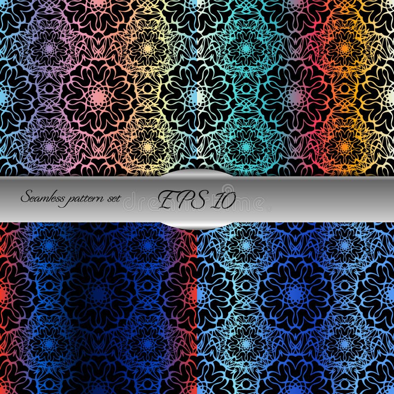 Set of Bright Lace-like Seamless Patterns Stock Vector - Illustration ...