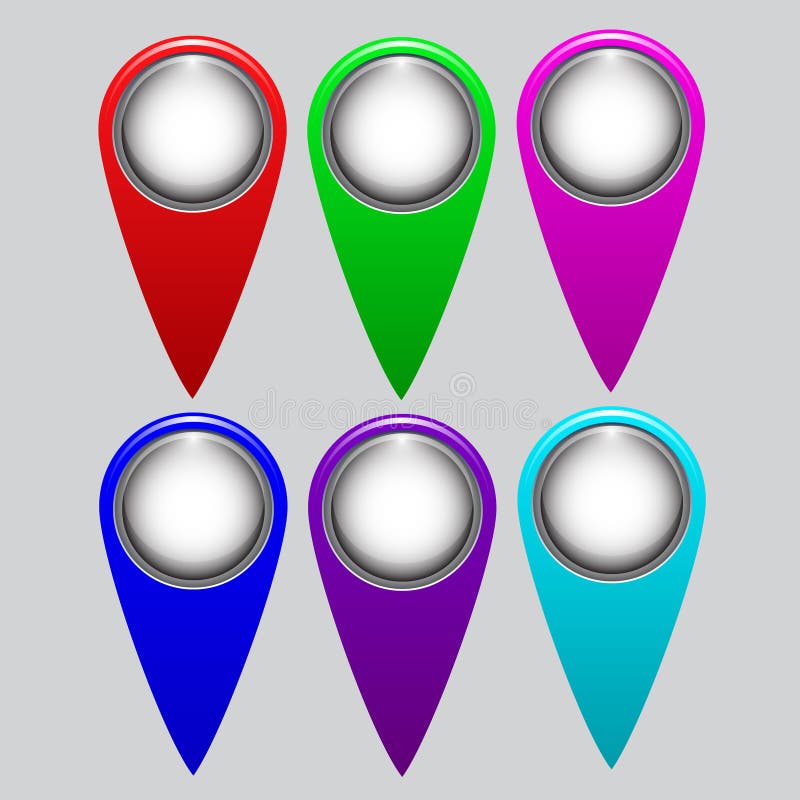 Set of bright map pointers stock illustration. Illustration of ...