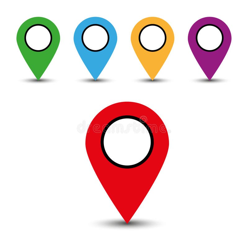 Set of Bright Map Pointers. Vector Illustration. EPS 10 Stock Vector - Illustration of orange ...