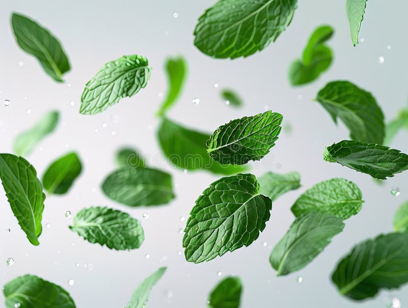 Set of Bright Mint Leaves Isolated on White Background. Photography of ...