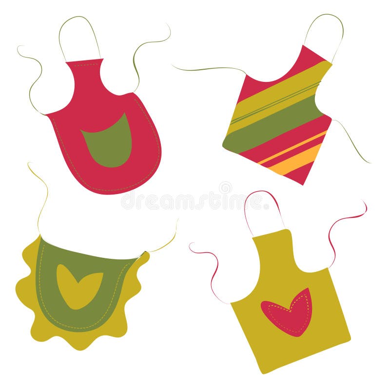 Set of Bright Multi-colored Aprons for the Stock Vector - Illustration ...