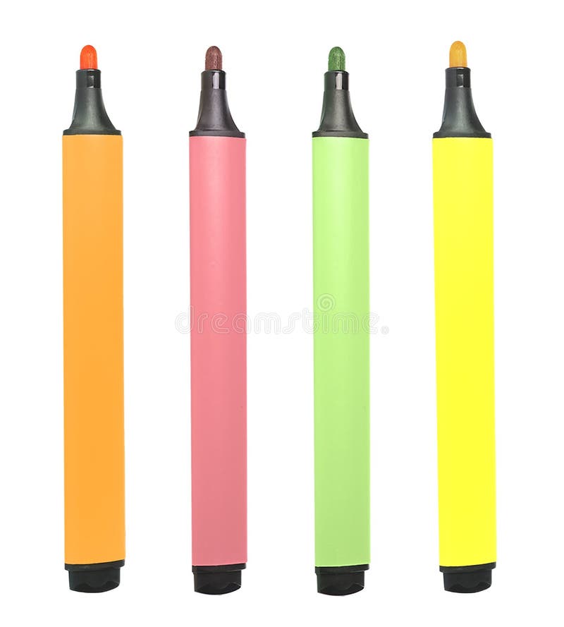 Set with Bright Multicolored Marker Pens on White Background Stock ... Set with Bright Multicolored Marker Pens on White Background Stock ...
