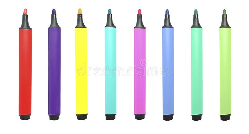 Set with Bright Multicolored Marker Pens on White Background. Banner ... Set with Bright Multicolored Marker Pens on White Background. Banner ...