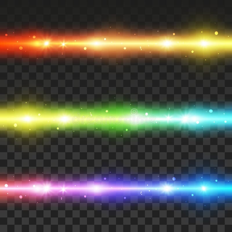 Set of Bright Neon Horizontal Lines with Transparent Effects - Vector ...
