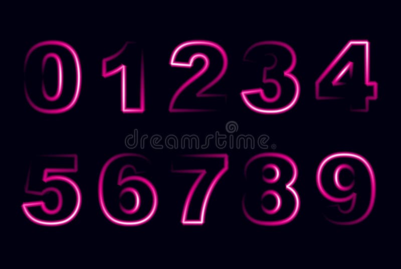 Neon numbers stock vector. Illustration of numerals, ultraviolet - 62455886