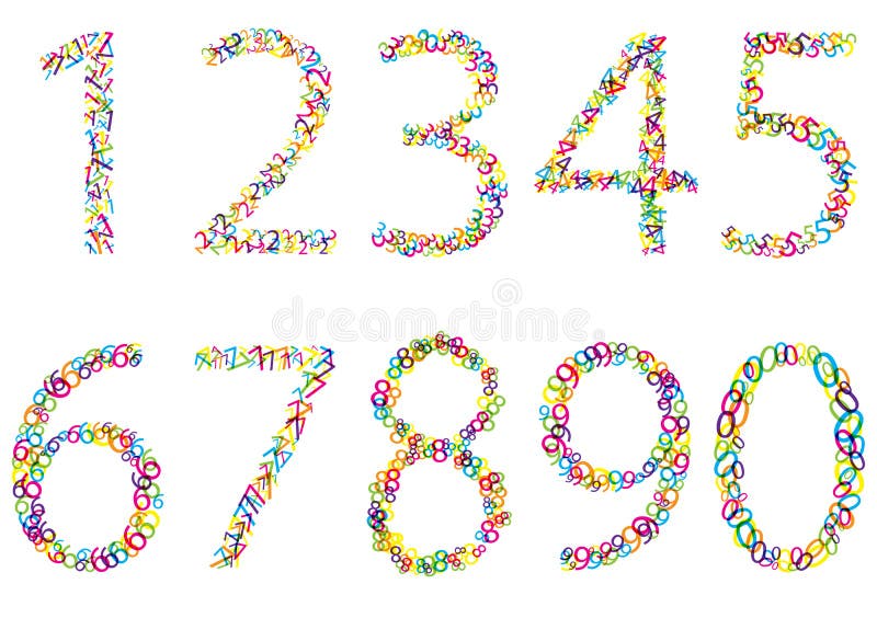 Bright Numbers from 1 To 10 and Mathematical Signs Stock Vector ...