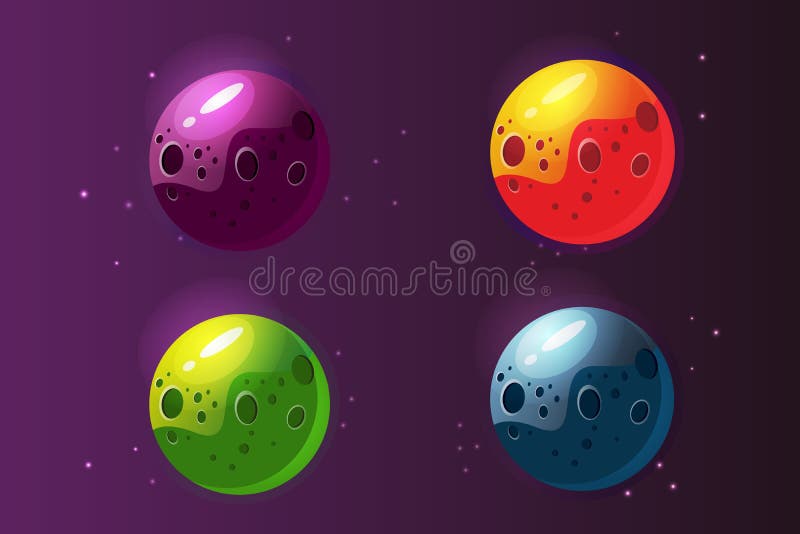 Set of Bright Planets for Game or App Design. Vector Illustration ...