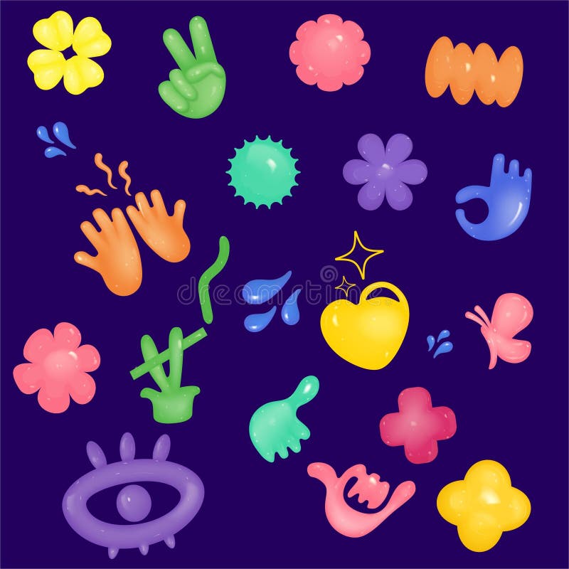 Set of Bright Simple Graphic Shapes. Expressive and Dynamic Shapes 3d ...