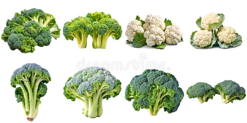 A Set of Broccoli is Shown in Various Stages, PNG with Transparent ...