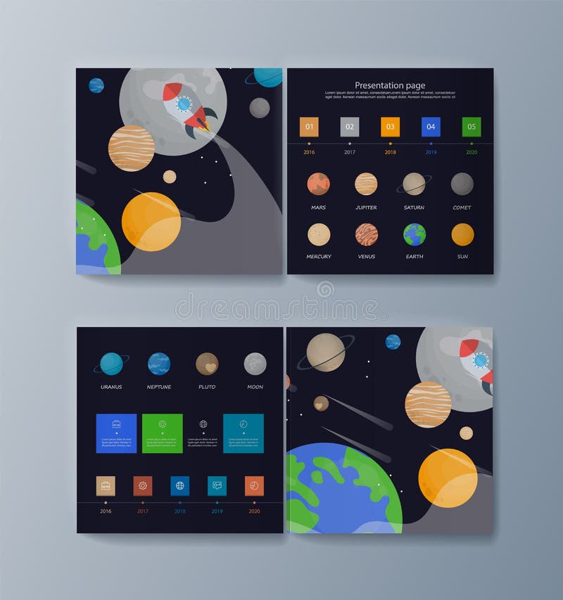 Set of Brochures for Space Exploration and Gravity Research Stock ...