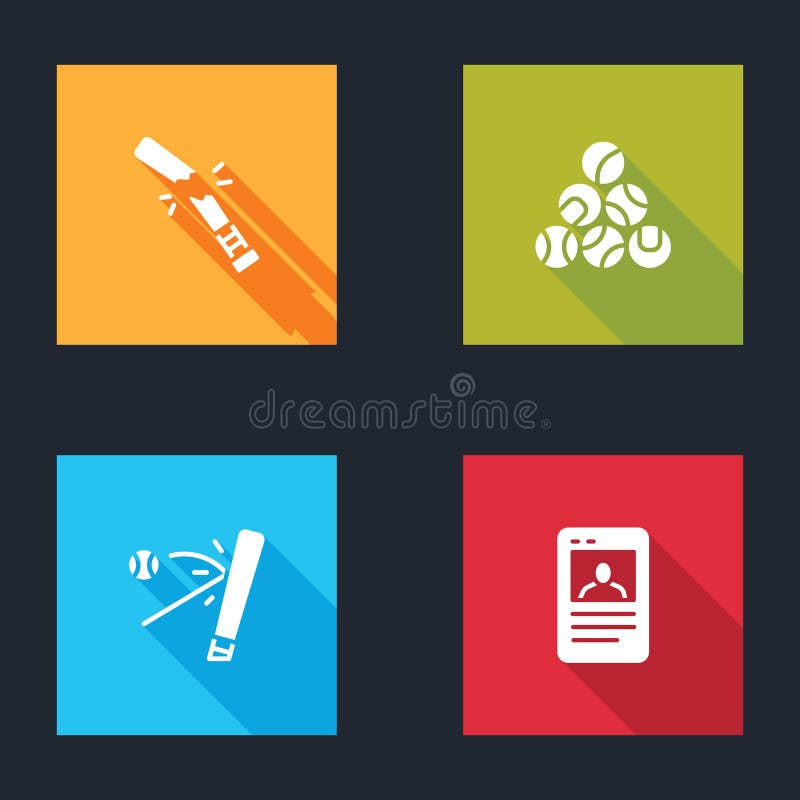 Set Broken Baseball Bat, Baseball, with and Card Icon. Vector Stock ...