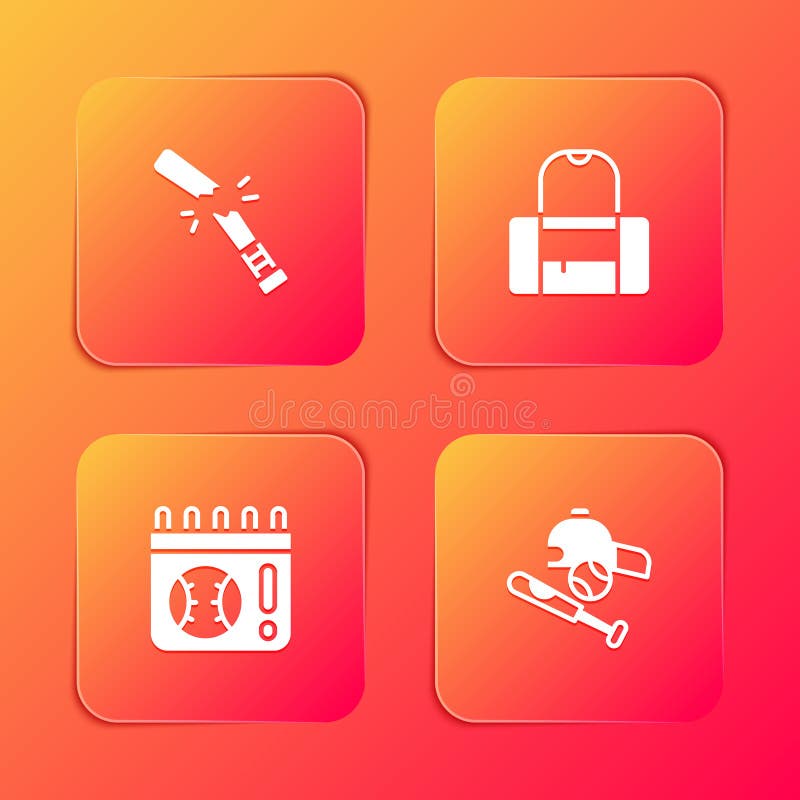 Set Broken Baseball Bat, Sport Bag, Calendar with Game and Baseball ...