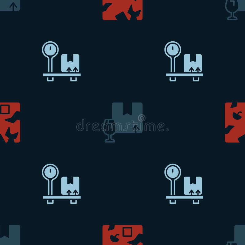 Set Broken Cardboard Box, Package with Fragile Content and Scale on ...